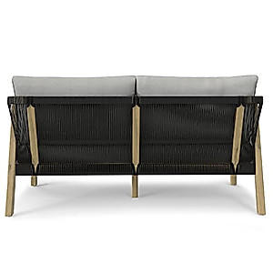 SIMPLIHOME Palmetto 58 Inch Wide Contemporary Outdoor Sofa in Stone Grey Polyester Fabric, Fully Assembled, For the Living Room and Family Room