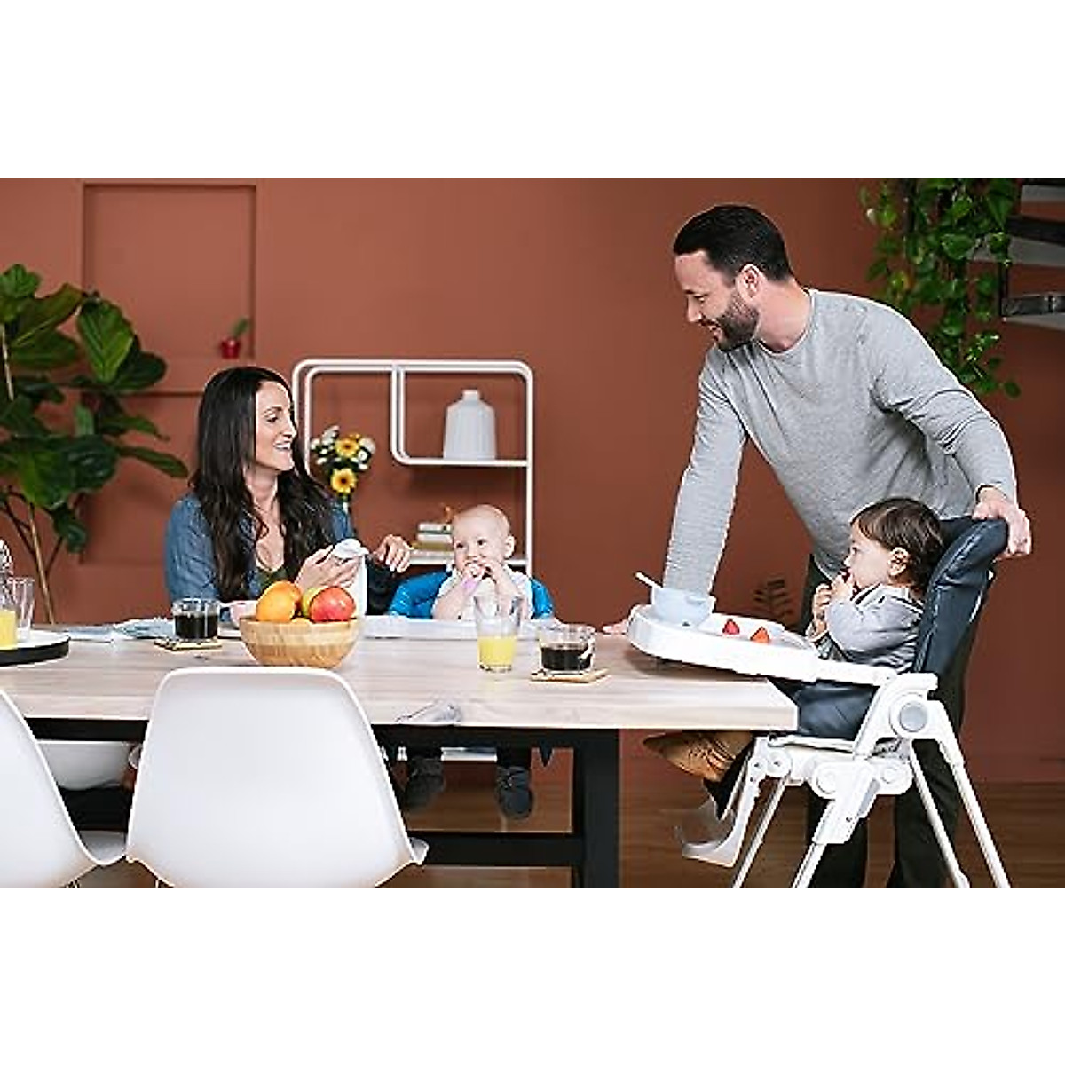 Inglesina Gusto Folding Convertible High Chair For Baby & Toddler Chair With Removable Tray, 4-position height adjustable, 3-position reclining seat, Adjustable Footrest, Graphite