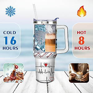 qoepfnsh Nurse Tumbler 40 oz Tumbler with Handle Christian Nurse Travel Coffee Mug Nurse Cup Stainless Steel Insulated 40oz Tumblers with Lid and Straw Nurse Gifts for Women