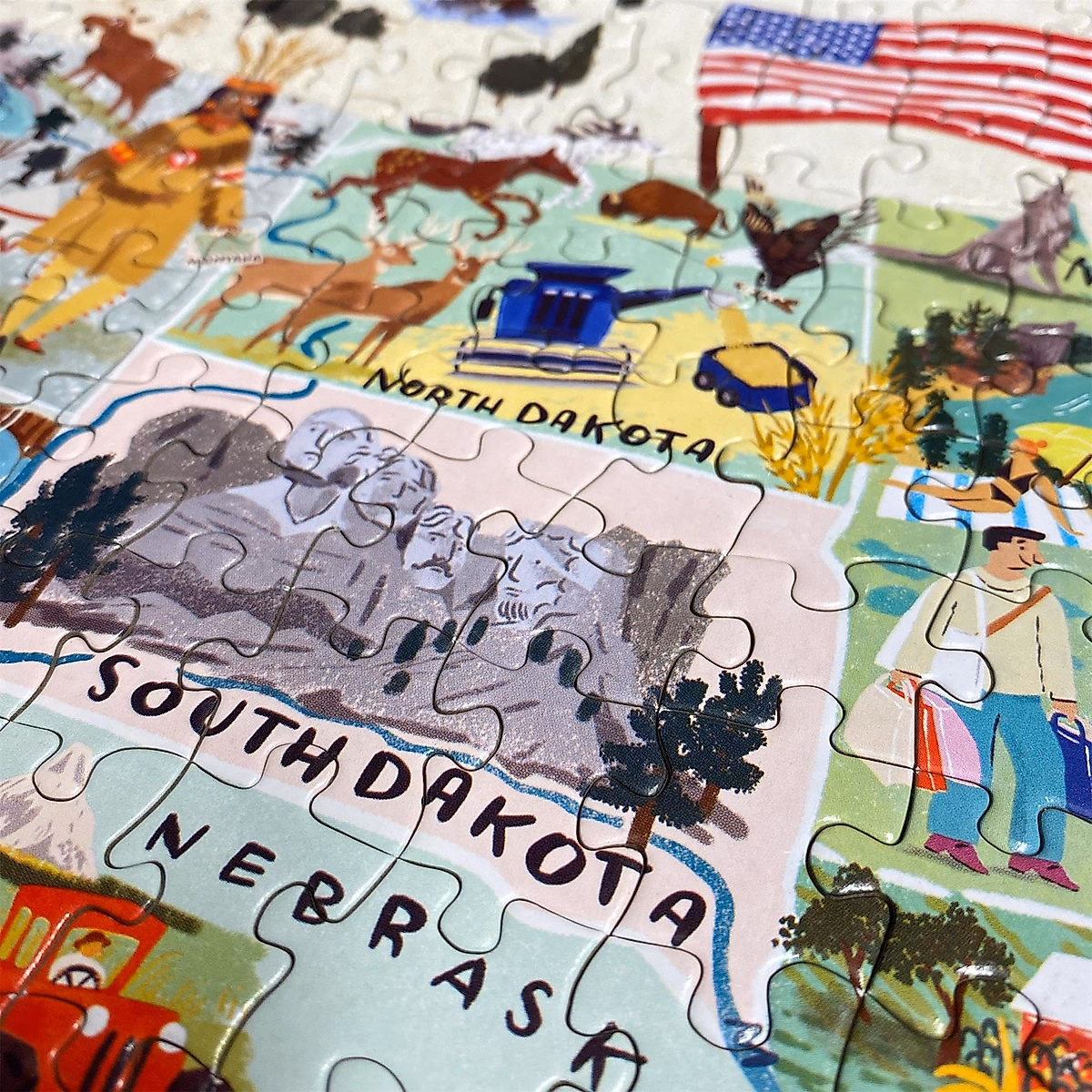 Puzzles for Adults 1000 Pieces - Illustrated US Map Puzzle - United States USA 1000 Piece Puzzle for Adults and Kids Puzzles - 100% Recycled Cardboard by bopster