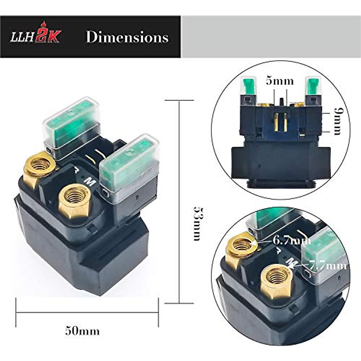 LLH2K Starter Solenoid Relay for Yamaha ATV YFM 350 400 450 660 Raptor Grizzly- Raptor Grizzly Kodiak Wolverine Big Bear- for Yamaha 2002 2003 2004 2005 2006 2007 2008 High Heat