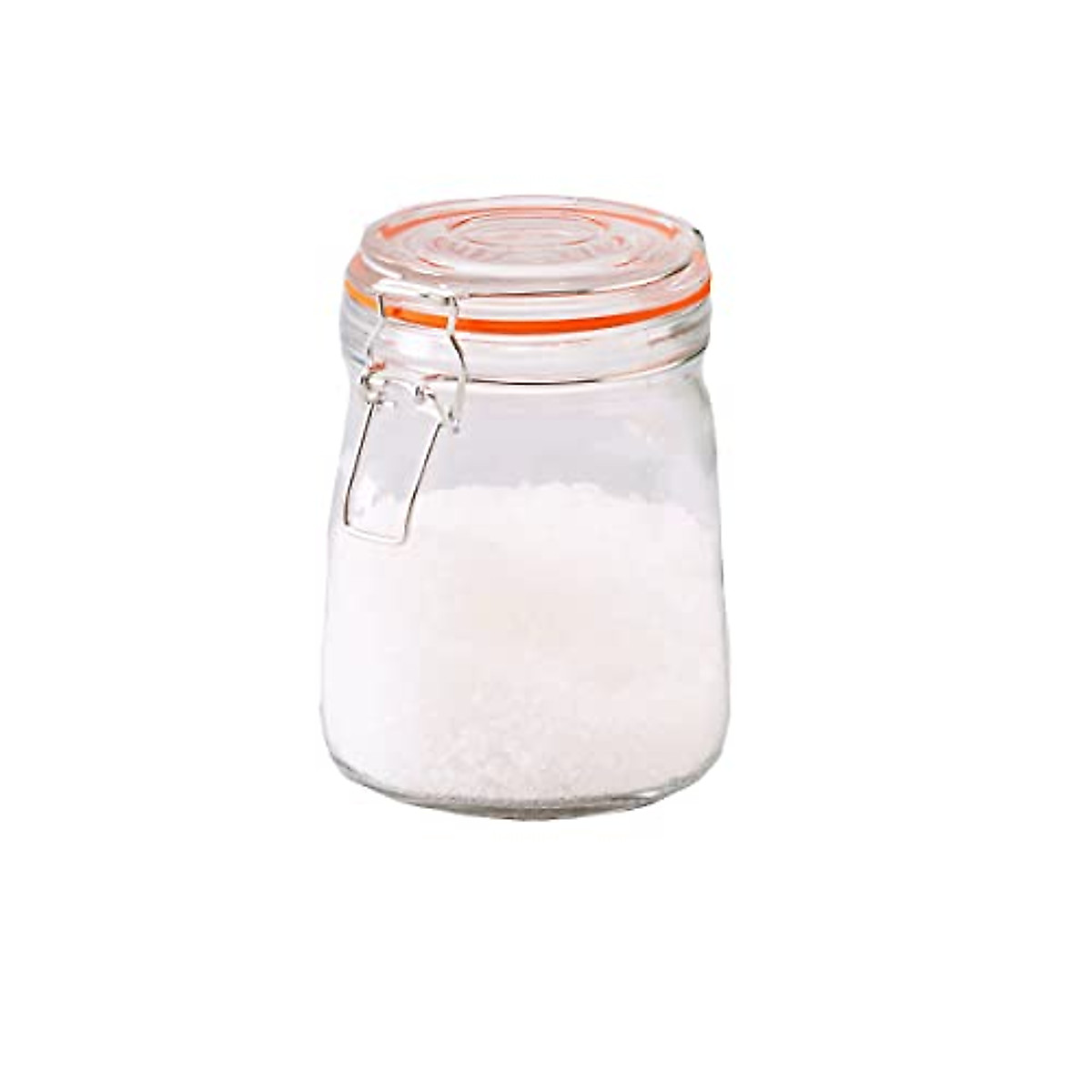 Mason Jar With Lid (Clear), By Home Basics | Single Mason Jar For Pickles, Sauces, Jelly, Condiments, and Snacks | Holds Four Cup, Medium