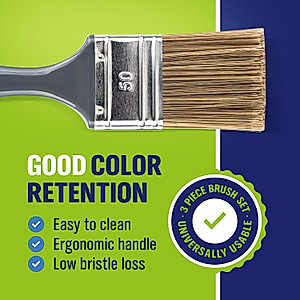 Paint Brushes with Plastic Handle 3-Pack 12”, 15”, 20” - for All Latex and Oil Paints & Stains