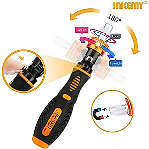 Household Ratchet Screwdriver Set, JAKEMY Precision Screwdriver Repair Tool Kit with 65 Magnetic Screw Driver Bits for Furniture Disassembling, Bike, Car, Computer Assembly, Electronic Devices