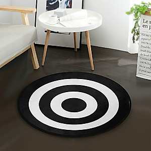 xigua Black & White Bullseye Round Rug for Bedroom Non-Slip Circle Floor Mat Carpet Indoor Area Rugs for Living Room Home Decor 3' Diameter