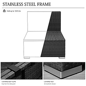 BULEXYARD 2 Pieces PE Rattan Patio Furniture Armless Sofas with Thick Cushions Outdoor Wicker Seating for Backyard, Deck, Garden, Balcony (Dark Grey)