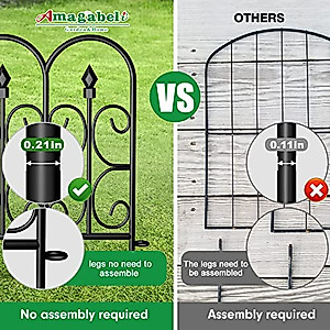 AMAGABELI GARDEN & HOME Decorative Garden Fence Fencing 32in x 10ft 5 Panels Outdoor Coated Metal Rustproof Landscape Wrought Iron Wire Border Folding Wire Flower Bed Barrier Black