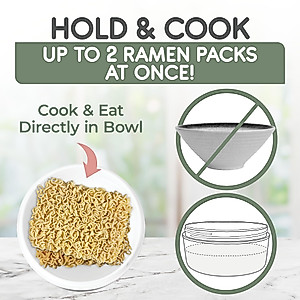 Souper Duper Ramen Bowl Set with Utensil • Microwave, Serve & Eat Noodles in the Same Soup Bowl • Grab-and-Go Leak Proof Lid • Easy to Clean • Freezer Safe • For Dorm, Office, Home