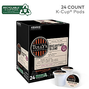 Tully's Coffee Breakfast Blend Keurig Single-Serve K-Cup Pods, Light Roast Coffee, 96 Count (4 Packs of 24)