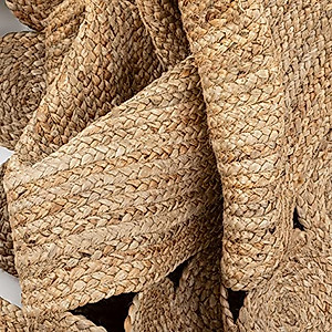 Well Woven Eva Oleana Geometric Pattern Natural Color Hand-Woven Basket Weave Jute 6' Round Area Rug