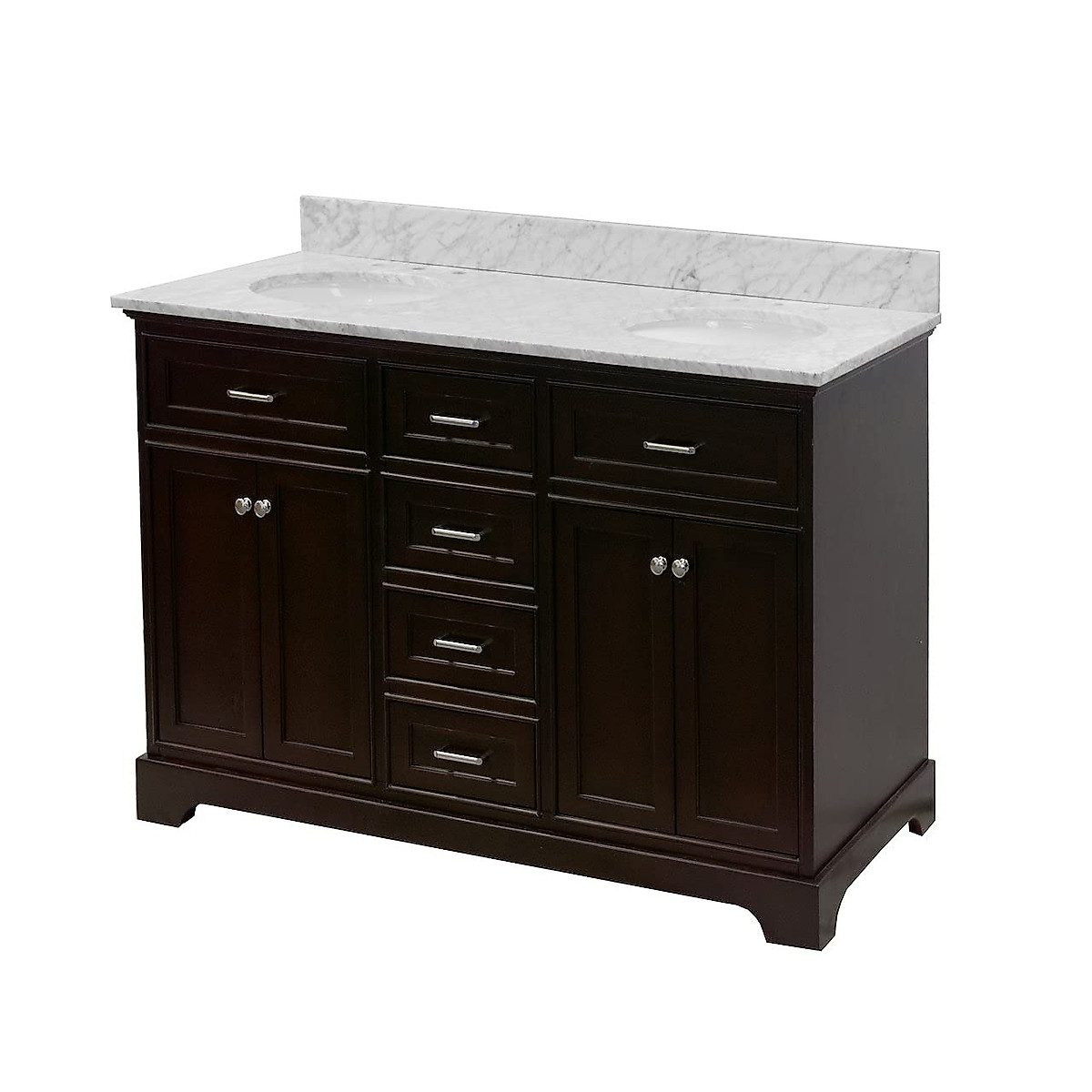 Kitchen Bath Collection Aria 60-inch Double Bathroom Vanity (Carrara/Powder Blue): Includes Powder Blue Cabinet with Authentic Italian Carrara Marble Countertop and White Ceramic Sinks