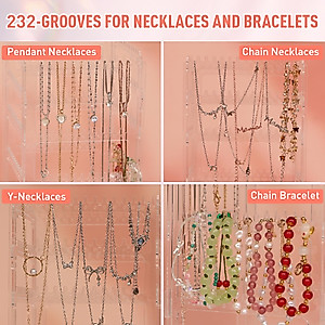 17Dec 360 Rotating Earring Holder Organizer Stand,5 Tiers Acrylic Jewelry Organizers and Storage,Stud Earring Organizers and Storage,228 Holes and 232 Grooves for Earrings Necklaces chain bracelet