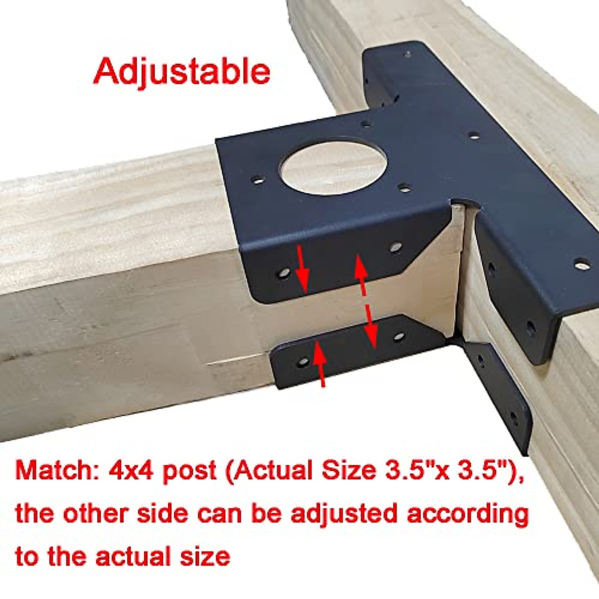 Chooglkj 2Pcs Heavy Duty Pergola Corner Brackets Extension 3-Way T Brackets for 4x4 (Actual:3.5 Inch) Post Bracket Pergola Gazebo Kit (2)