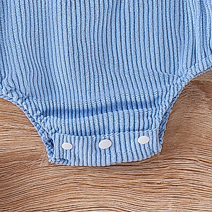 Gueuusu My First Easter Baby Boy Girl Outfit Bunny Costume Rabbit Ear Sleeveless Romper Overalls Infant Rabbit Cosplay Outfit (Blue, 0-3 Months)