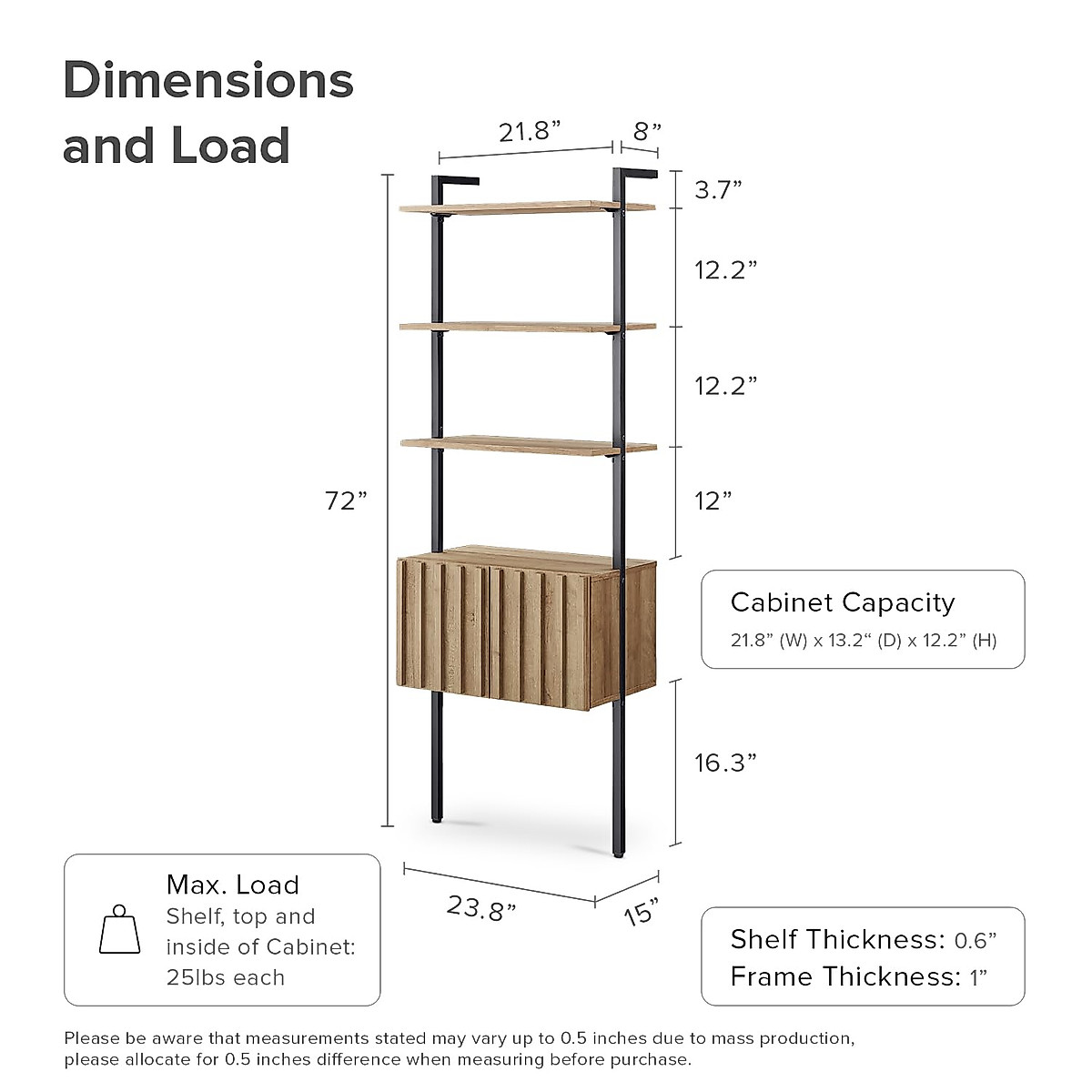 mopio Norwin 5-Tier Ladder Shelf, 3-Tier Ladder Shelf Cabinet & Ladder Desk Cabinet (Set of 3), Wall Book Shelves, Farmhouse Industrial Bookcases, Standing Shelf, Desk Shelf, Living Room, Bedroom