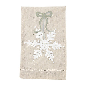 Mud Pie White Painted Towel, Snowflake, Small