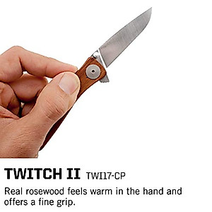 SOG Twitch ll Drop Point Pocket Knife - SOG Assisted Technology EDC Knife with 2.65 Inch Stainless Steel Blade and Wood Handle- Satin (TWI17-CP)