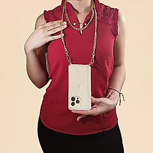 Horizon Clear iPhone 14 pro max case with Luxury Gold Strap for Women and Men - 100% Body Rugged Protector and Shockproof Bumper case 6.7 Inch with an Innovative Removable Chain