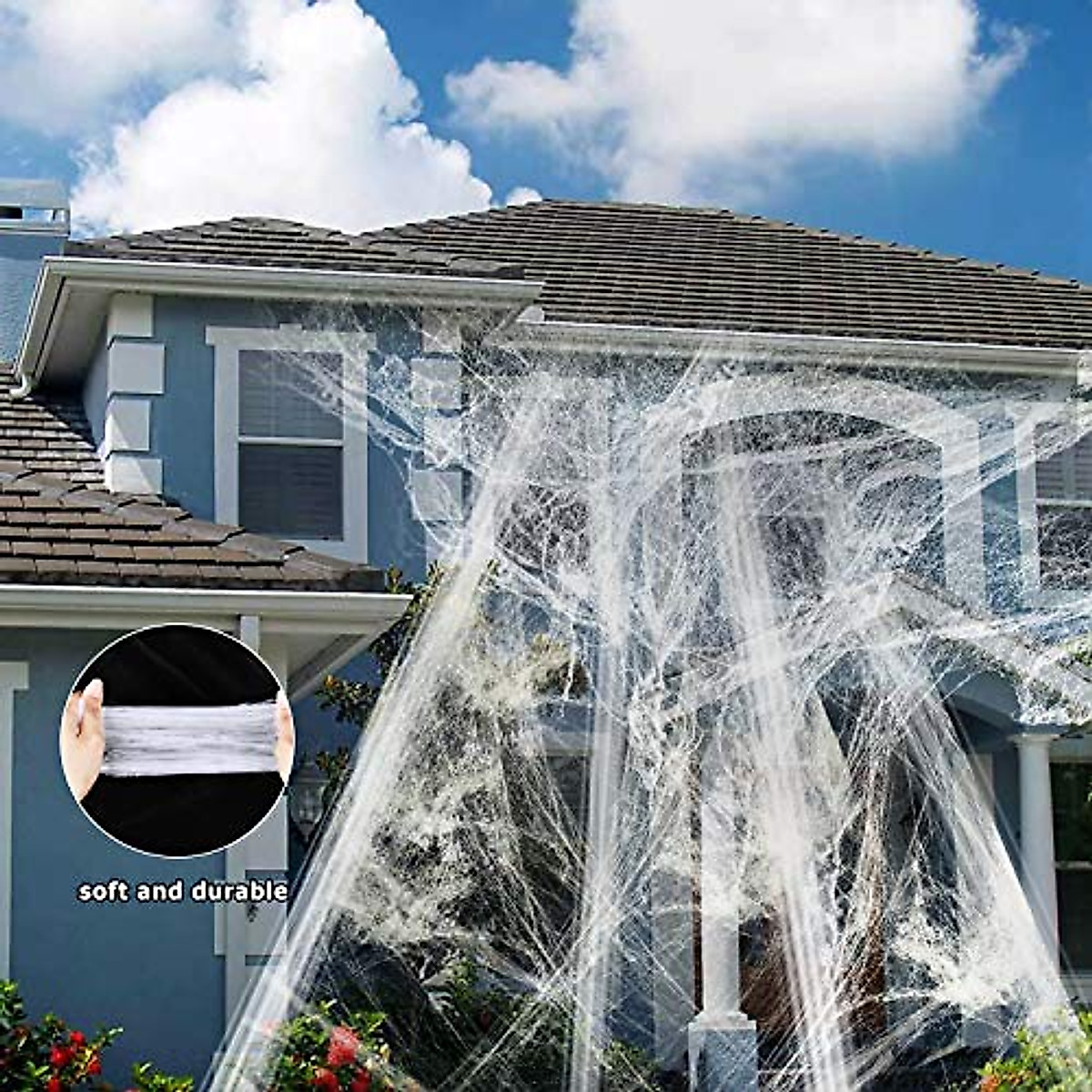 1400 sqft Spider Webs Halloween Decorations, Super Stretch Spider Web Cobwebs Haunted House Yard Creepy Scene Props Indoor Outdoor Decor and Halloween Party Supplies (200g/7.05 oz)