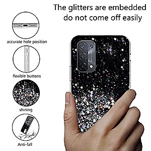 Compatible with Realme 7 Pro Case Clear Glitter Sparkly Phone Case Shockproof Realme 7 Pro Cases Silicone Cute Slim Protective Case (Realme 7 Pro, Black)