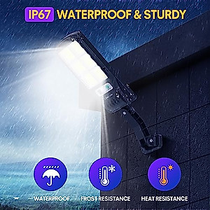 Dollcora Solar Lights Outdoor Motion Sensor, 6000 Lumens 120 LED 3 Modes Waterproof Security Solar Street Flood Lighs Wall Lamp for Garden Door Yard Pathway Porch Patio (2-Pack)