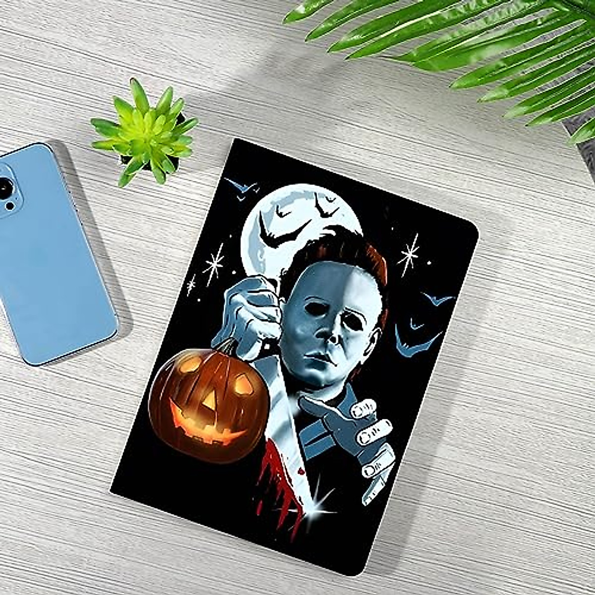 Cool Tablet Case for Samsung Galaxy Tab A7 10.4 Inch Case (2022/2020),Horror Movie Pattern Skull Halloween Design Cases,PU Leather Folio Back Cover Funda for Samsung Tab A7 SM-T500/T505/T507,Pumpkin 2