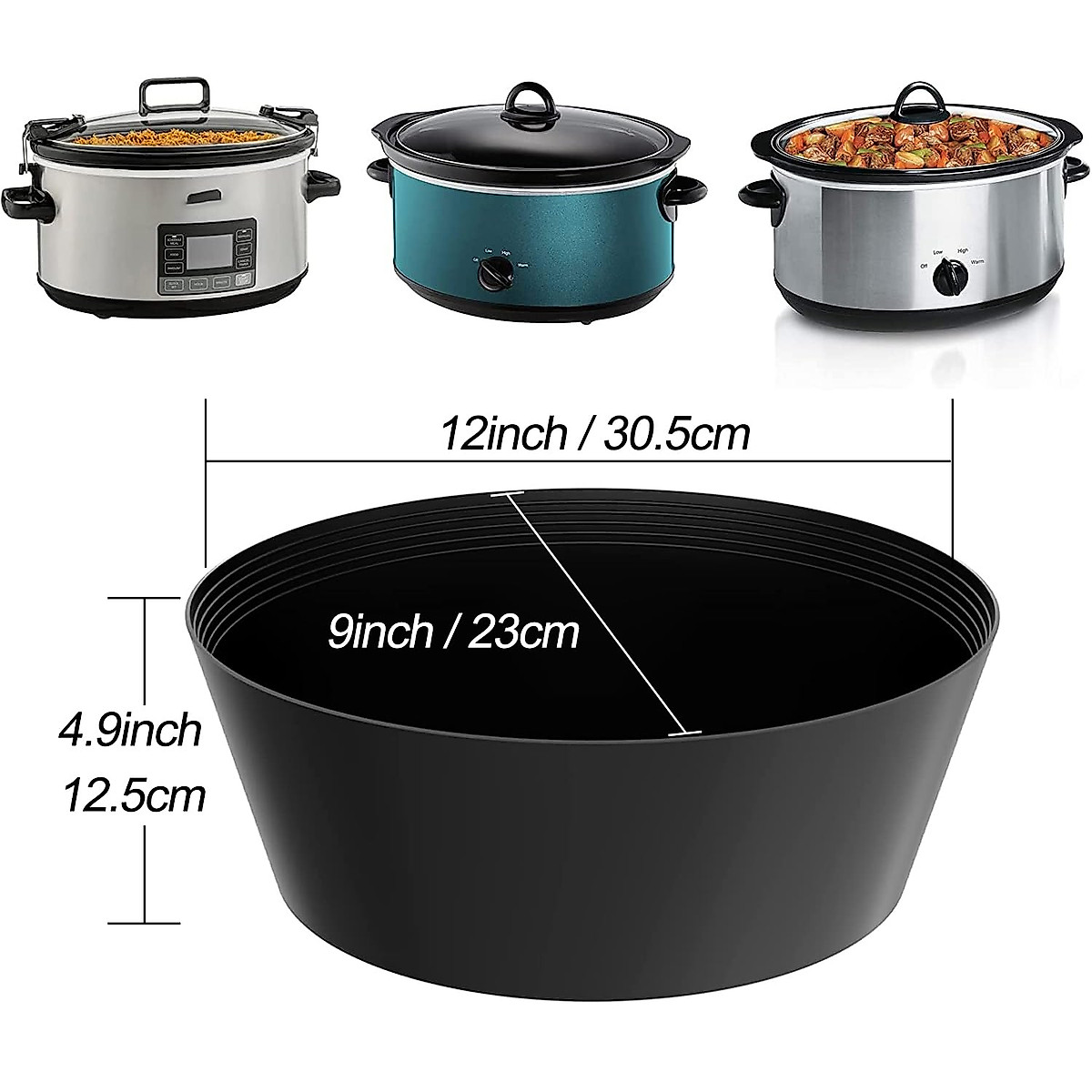 Slow Cook Silicone Liners, 7 Qt Crockpot and Slow Cook Compatible, BPA Free - Easy Cleanup Dishwasher, 7 Quart Fit with Crock Pot Black Liners Leakproof Dishwasher Safe Cooking Liner (Black)