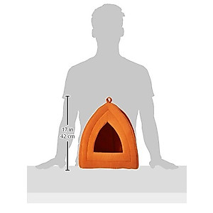 Pyramid - Cat Houses for Indoor Cats with Removable Foam Cat Bed for Kittens or Small Dogs by PETMAKER (Brown) 12 Inch