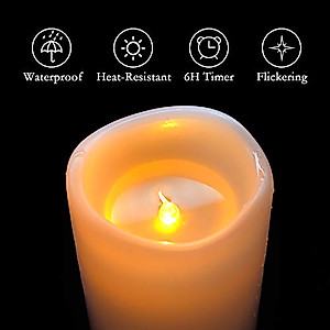 Amagic 10” x 4” Outdoor Waterproof Candles with Remote Control, Battery Operated Large Flameless Candles with Timer, Won’t melt, Long-Lasting, Ivory White, Set of 2
