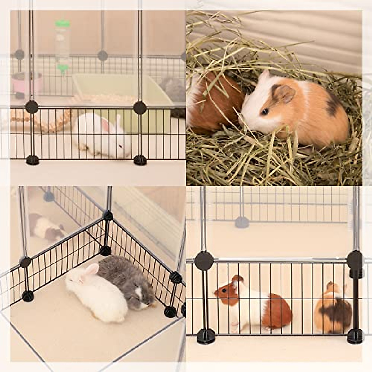 DINMO Rabbit Playpen, Guinea Pig Cages, Hamster Cages, Iron Net Bottom Design for Small Animal, Bunny, Ferret, Hedgehog, DIY, Expanded, Portable, Exercise Fence, 61.4 x 25.4 x 22.3 Inches