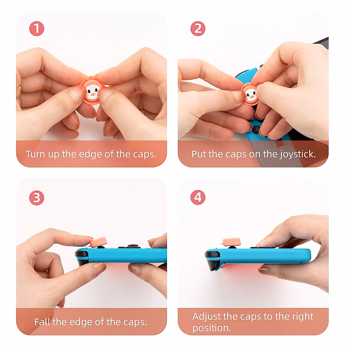 GeekShare 4PCS Cute Animal Theme Thumb Grip Caps,Soft Silicone Joystick Cover Compatible with Nintendo Switch/OLED/Switch Lite - Deer and Dog