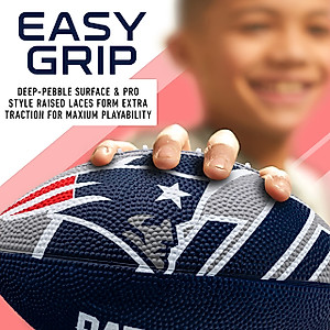 Franklin Sports NFL New England Patriots Football - Youth Football - Mini 8.5" Rubber Football - Perfect for Kids - Team Logos and Colors!