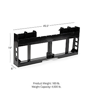 Titan Attachments 45" Skid Steer Pallet Fork Frame Attachment, Rate 4,000 LB, Quick Tach Tractor, 2" Receiver Hitch