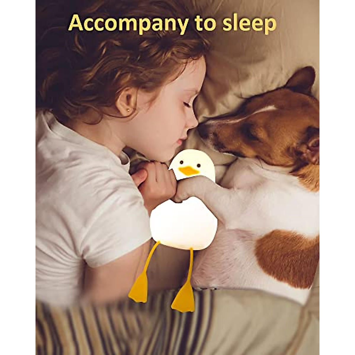 Attivolife Duck Night Light for Kids, Cute Animal Silicone Lamp Touch Control + Dimmable + Timer, USB Rechargeable LED Feeding, Bedside Bedroom Decor Birthday Gifts for Toddler Baby Women