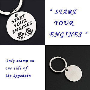 CENWA Race Day Gift Street Racing Gift Start Your Engines Keychain Checkered Flag Jewelry Car Racing Gift Drag Racing Gift (Start Your Engines K)