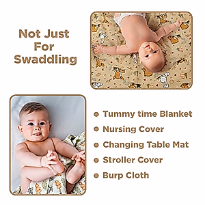 Muslin Swaddle Blankets Babies, Very Soft and Breathable Essential Receiving wrap, Ideal Newborn swaddling Set, Best Shower Gift, 47 X 47 inches (Into The Jungle (4 Pack))