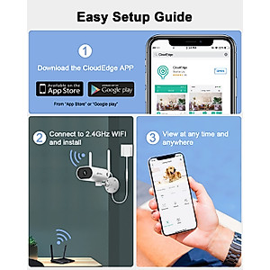 ANRAN Security Camera Outdoor with Pan Rotation 180° Feature, 1080P WiFi Outdoor Security Cameras for Home, IP65 Waterproof, Plug-in Power, 2.4G WiFi, SD and Cloud Storage, B4 White