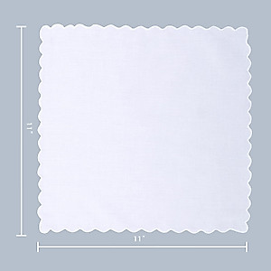 GB Women's 100% White Cotton Handkerchiefs with Wavy Edge for Embroidery and Tie Dye 12 Pieces