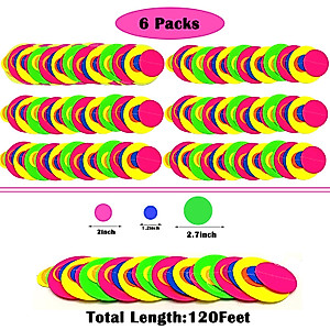 120feet UV Round Dot Paper Neon Garland Neon Streamers Neon Decorations Glow Party UV Reactive Black Light Neon Party Favors Glow in The Dark Party Supplies for Party Wedding Birthday Garlands