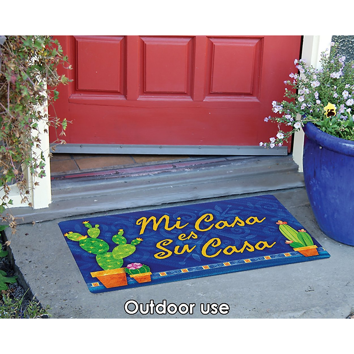 Toland Home Garden 800448 Spanish House Cactus Door Mat 18x30 Inch Welcome Outdoor Doormat for Entryway Indoor Entrance