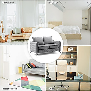 Artechworks Velvet Loveseat Sofa Couch Mid Century Modern, Tufted Upholstery, Reception Love Seats,2-Seat Chair Couch,Office,Home,Bedroom,Livingroom, Apartment, Silver Tone Metal Legs, Grey