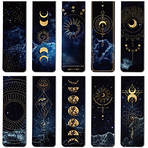 30 Pieces Space Moon Magnetic Bookmarks Galaxy Bookmark Starry Sky Clip in Bookmark Page Book Marker for Kids Teens Students Teachers Reading School Library Office Accessories, 10 Styles