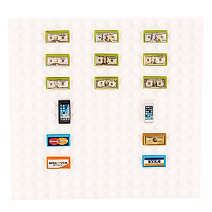 Building Bricks ATM Piggy Bank with Custom Bank Money Cash Bills Credit Cards Smart Phones-Personal ATM for Kids- Boys Girls Birthday Gift Toy