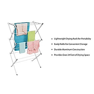 Lavish Home Clothes Drying Rack-24ft. of Drying Space-Collapsible and Compact for Indoor/Outdoor Use-Portable Stand for Hanging, Air-Drying Laundry