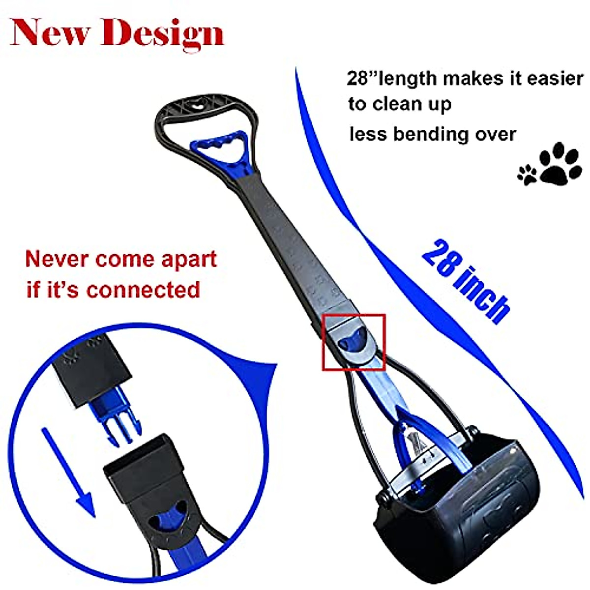 28"Large Pooper Scooper for Dogs Heavy Duty,Dog Poop Scooper for Grass,Durable Long Handled Dog Poop Pick Up Tool