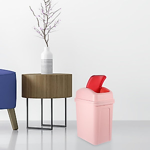 ABOOFAN Shake Lid Trash Can Thicken Trash Bucket Garbage Bin Waste Bins Kitchen Trash with Lid Push Top Garbage Can Bathroom Trashcan Recycling Container Household Office Pp Pink Cream