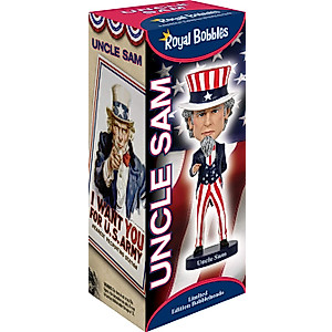 Royal Bobbles Uncle Sam Bobblehead, Premium Polyresin Lifelike Figure, Unique Serial Number, Exquisite Detail