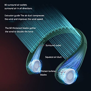 bahilok Hanging Neck Fan Foldable Summer Air Cooling Portable USB Rechargeable Bladeless Mute Fans for Outdoor Sports，5000mAh (pink)