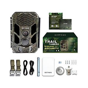 ZETHUS 2.7K 20MP Trail Camera, Game Camera with Night Vision 0.2s Trigger Time 120° 100ft Motion Activated, IP66 Waterproof Hunting Camera 2.8”LCD Screen and Rechargeable Power for Wildlife Monitoring