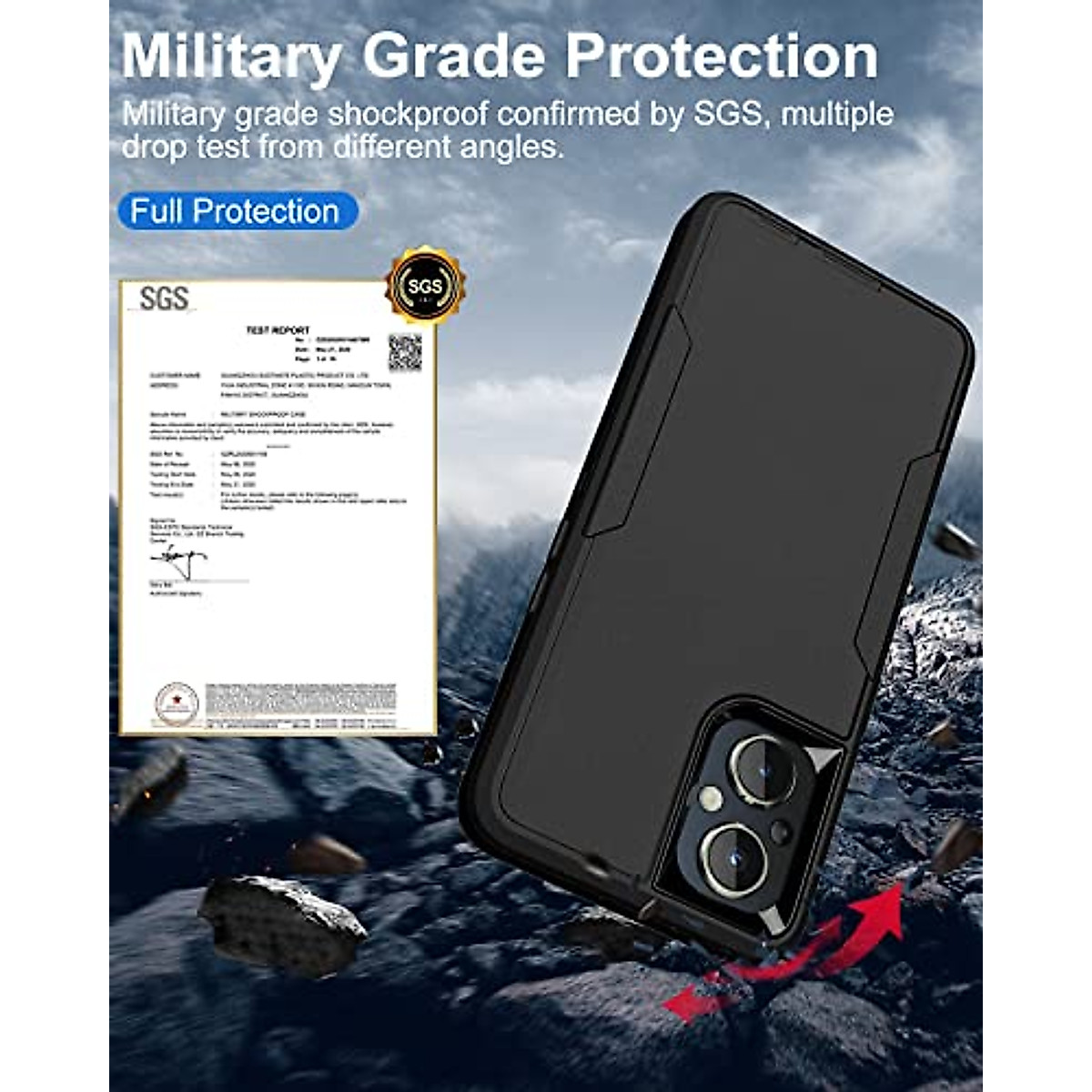 Dahkoiz for Oneplus Nord N20 5G Case, [Built-in Dustproof Cap],[Work with Magnetic Car Mount], Full Body Protection Silicone Rubber Protective Cover Phone Case for Oneplus Nord N20 5G, Black/Black